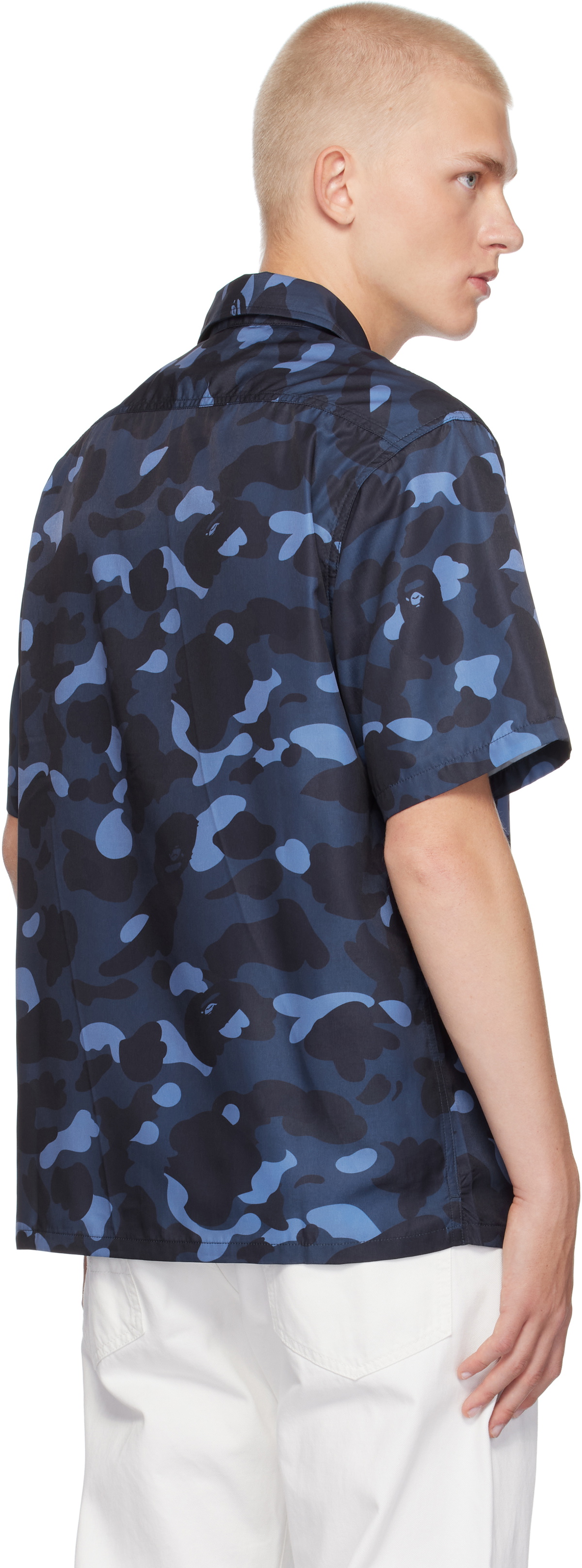 BAPE Navy Color Camo Ape Head One Point Shirt A Bathing Ape
