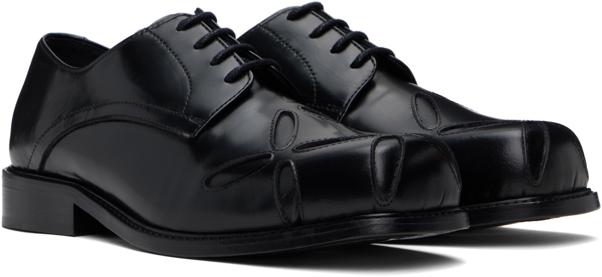 Stefan Cooke Black Slashed Square Toe Derbys Stefan Cooke