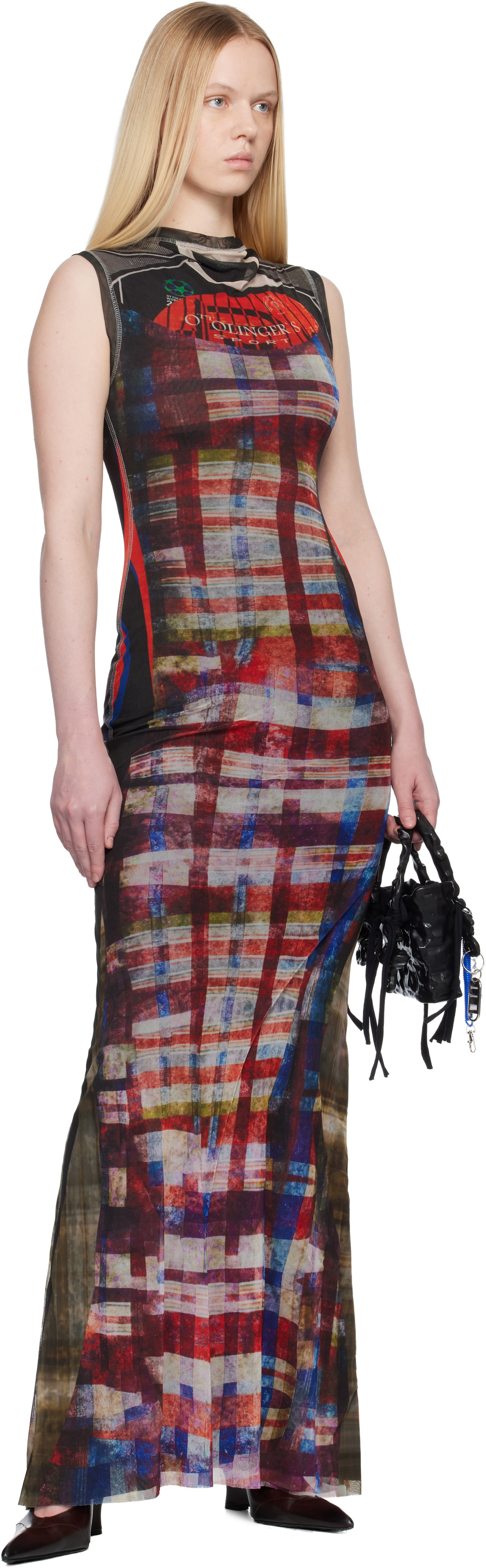 Ottolinger Red & Black Mesh Maxi Dress Ottolinger