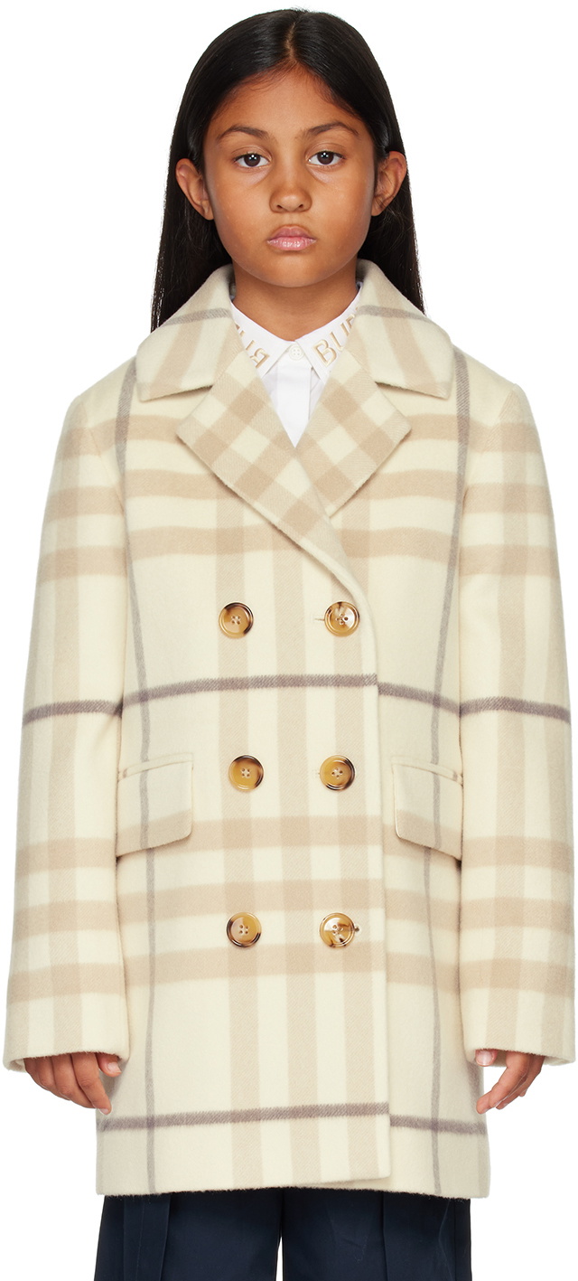 Burberry Kids Beige Check Coat Burberry