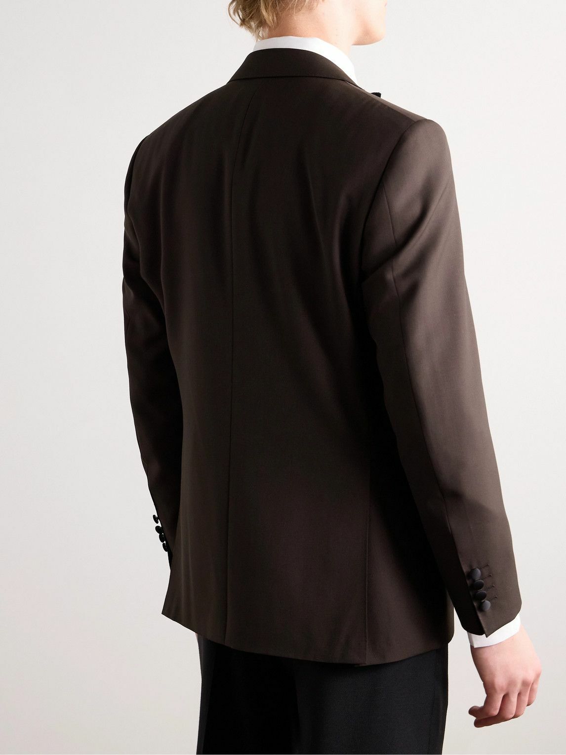 Canali - Slim-Fit Satin-Trimmed Wool Tuxedo Jacket - Brown Canali