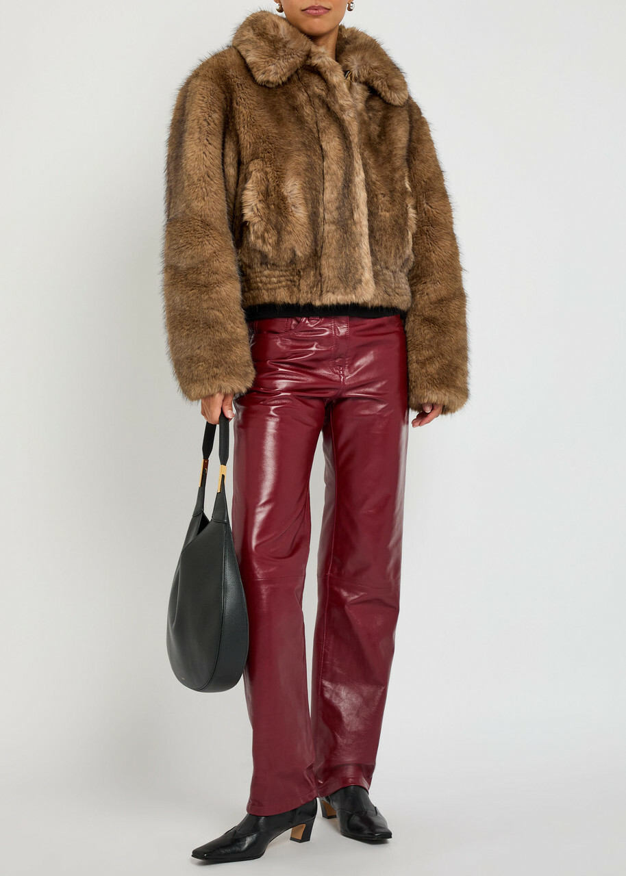 Stand Studio Lena Quilted Faux fur Jacket Brown Stand Studio