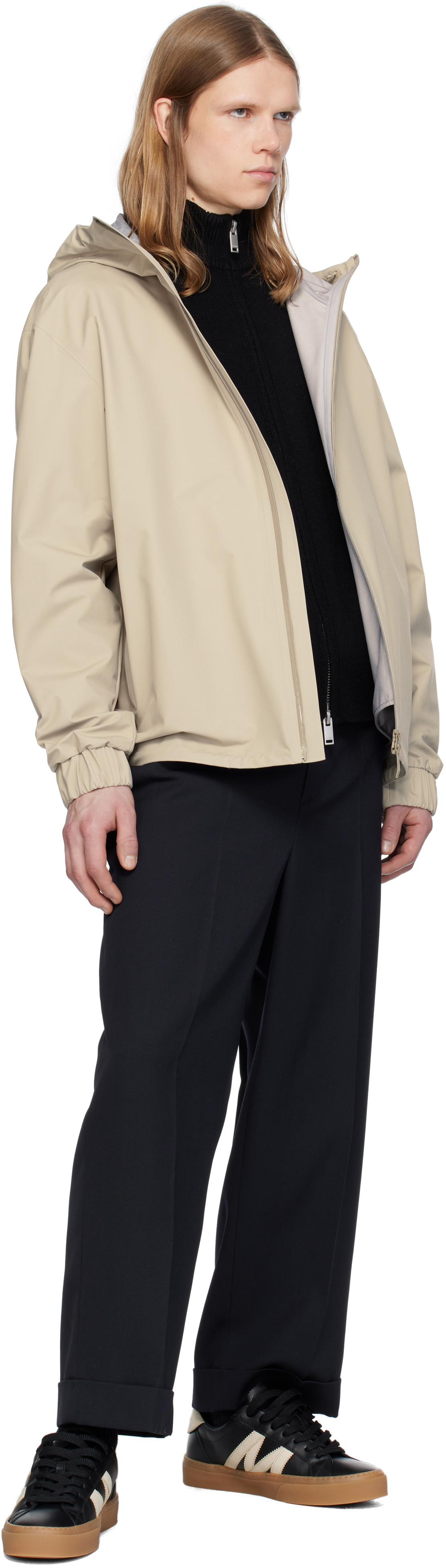 Moncler Beige Bise Hooded Rain Jacket Moncler