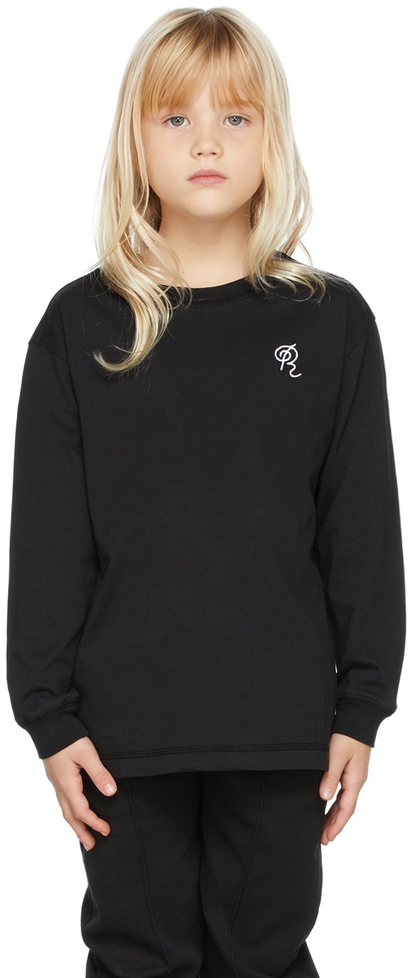 Repose AMS Kids Black Embroidered Logo Long Sleeve T-Shirt Repose AMS