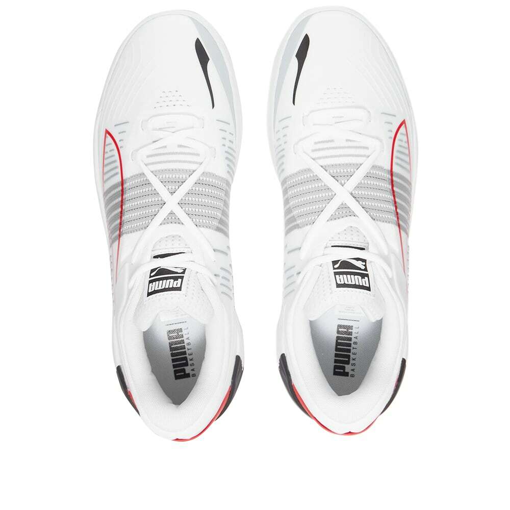 Puma Men's Hoops Fusion Nitro Sneakers in Puma White/High Risk Red Puma