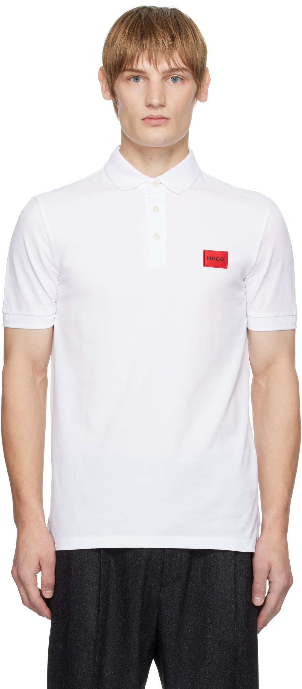 Hugo White Logo Patch Polo Hugo Boss