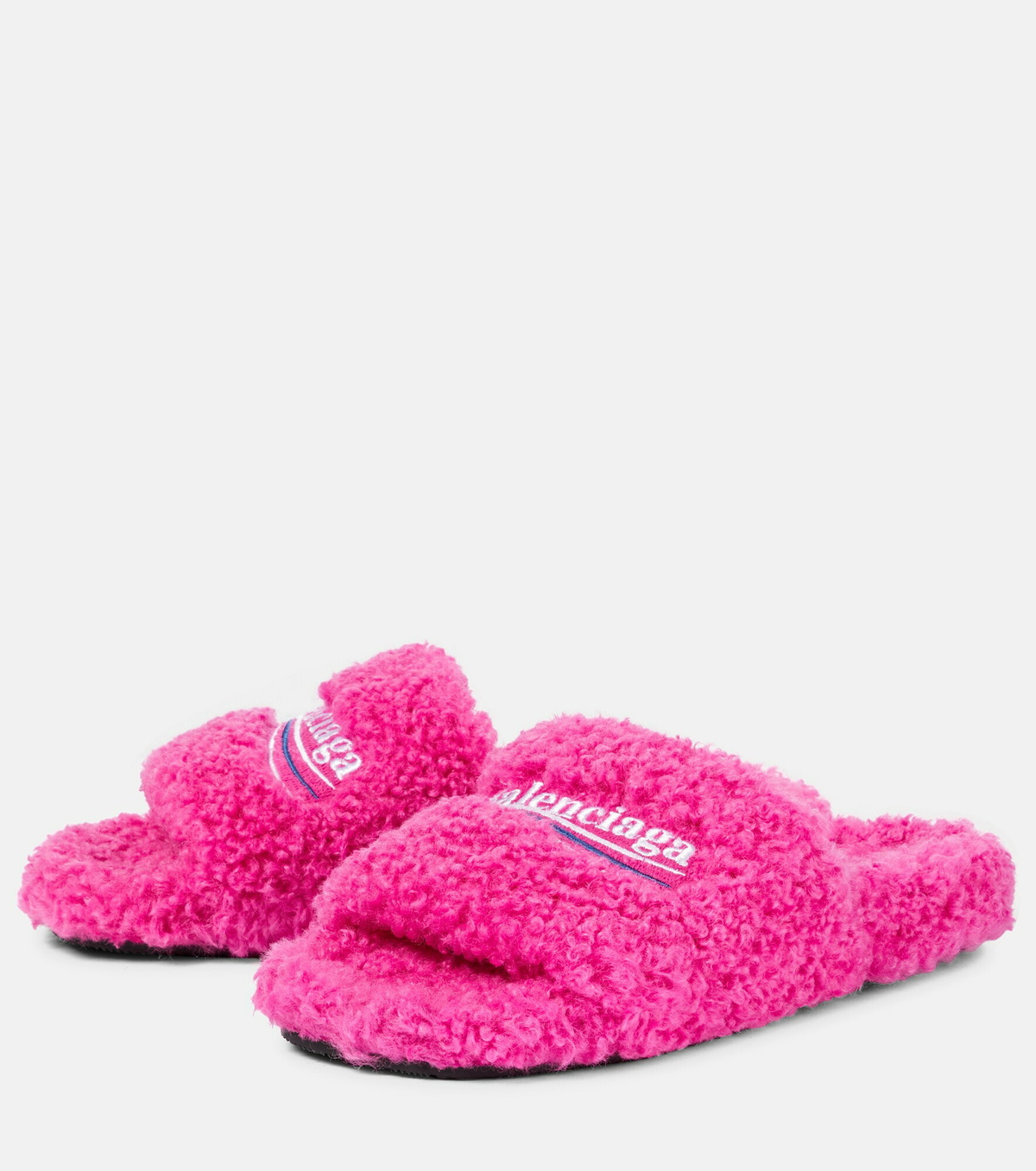 Balenciaga - Furry faux shearling slides Balenciaga