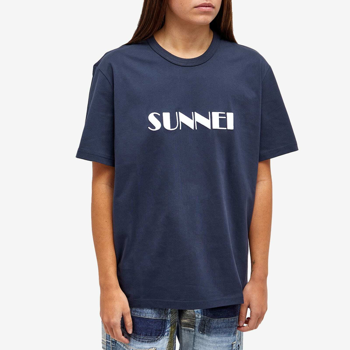 Sunnei Women's Big Logo Embroidered T-Shirt in Carbon Sunnei