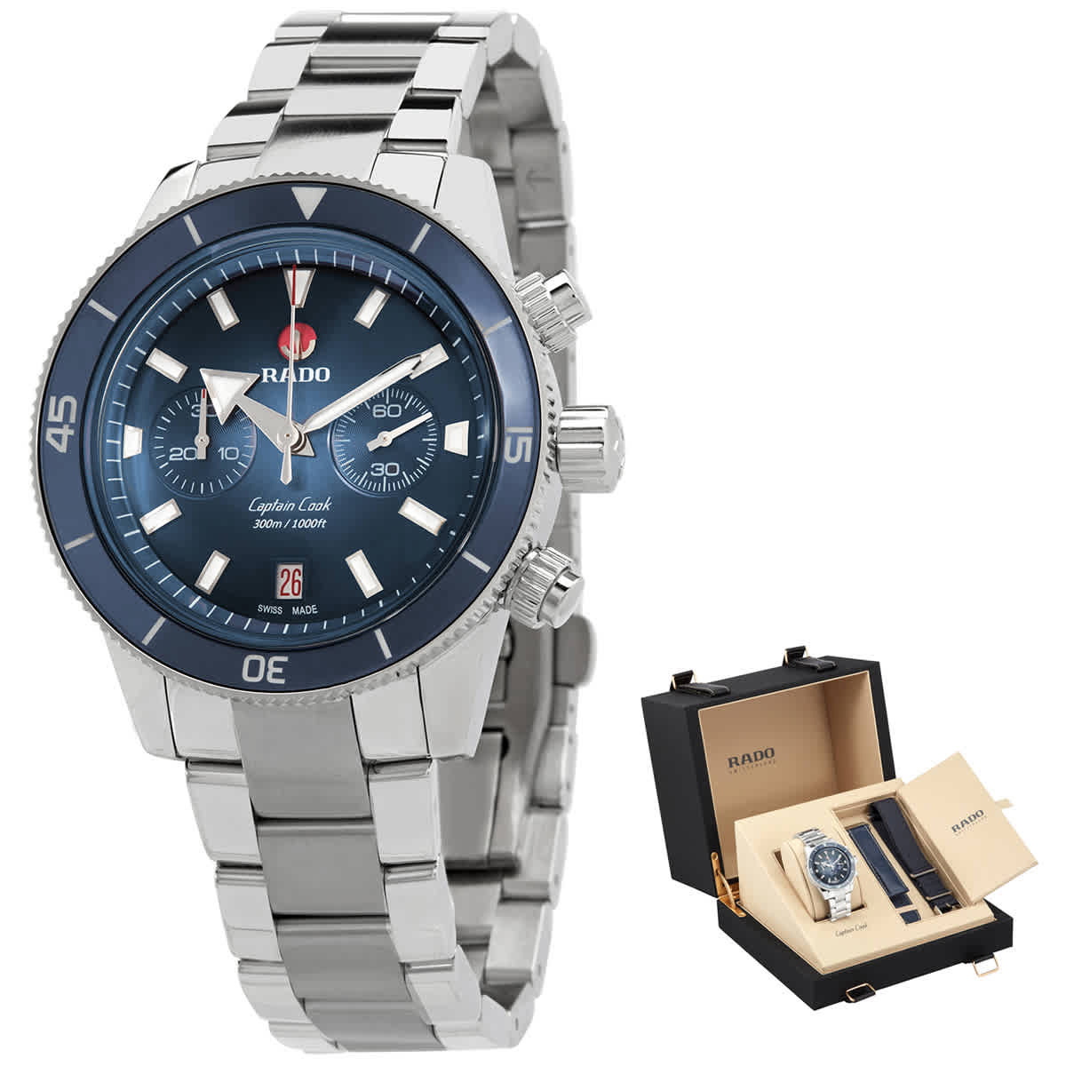 Rado Captain Cook Automatic Blue Dial Mens Watch R32145208 Rado