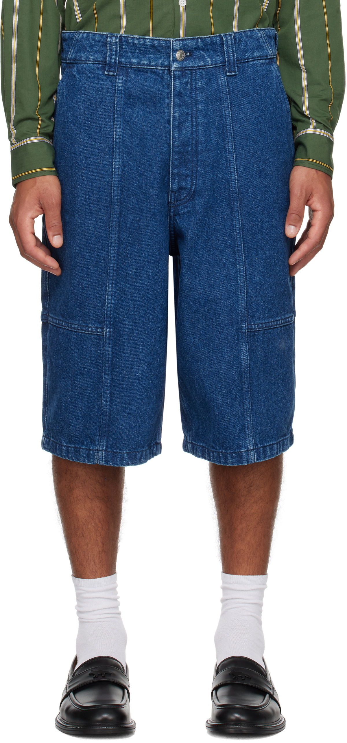 Maison Kitsuné Blue Workwear Denim Shorts Maison Kitsune