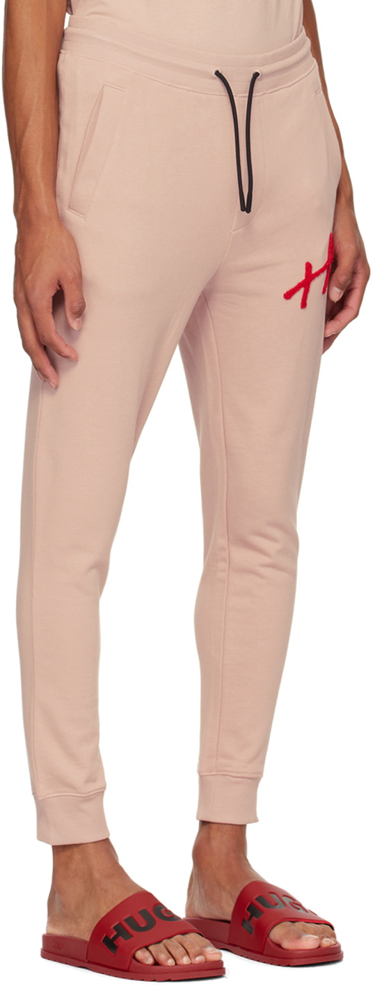 Hugo Pink Embroidered Lounge Pants Hugo Boss