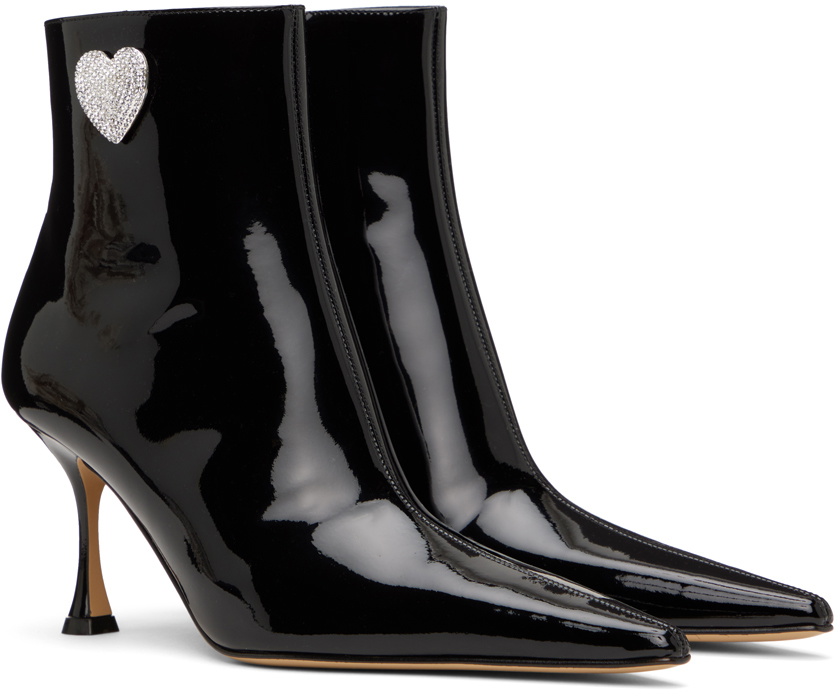 MACH & MACH Black Crystal Heart Boots MACH & MACH