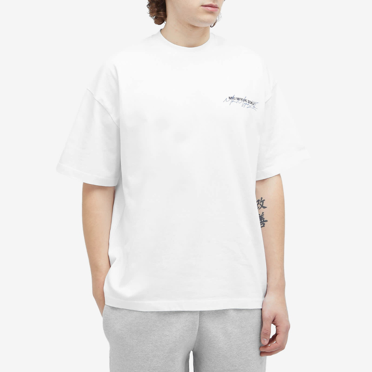 MKI Men's Signature Overlay T-Shirt in White MKI Miyuki-Zoku