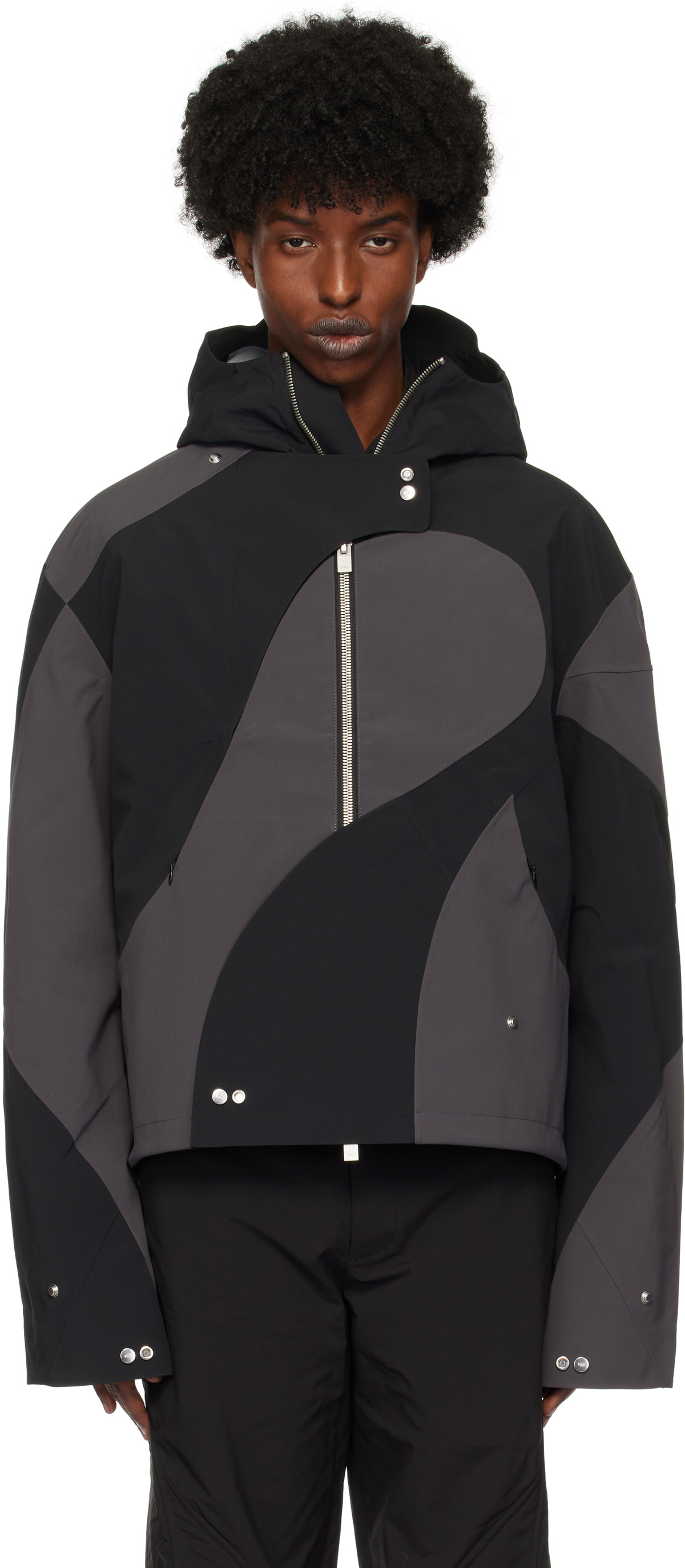 HELIOT EMIL Black & Gray Trident Technical Jacket Heliot Emil