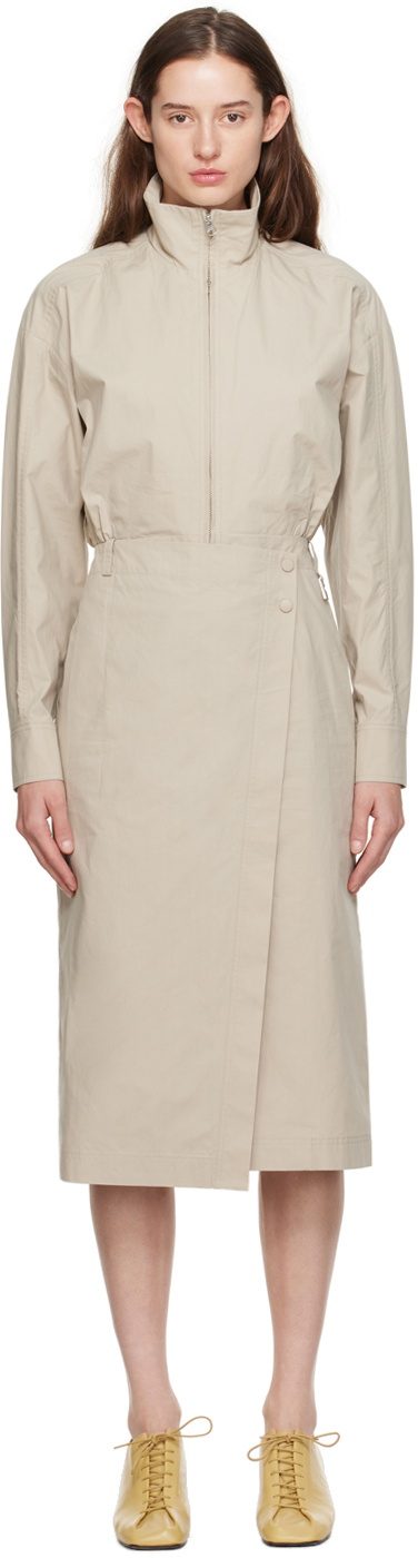 LOW CLASSIC Beige Wrap Midi Dress Low Classic