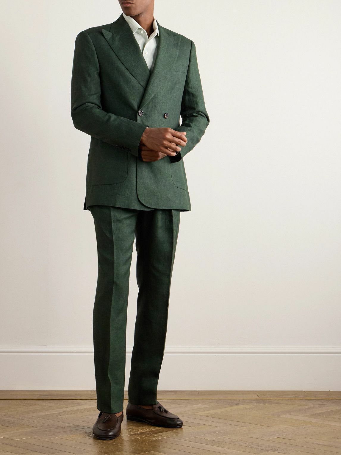 Richard James - Straight-Leg Pleated Linen Suit Trousers - Unknown ...