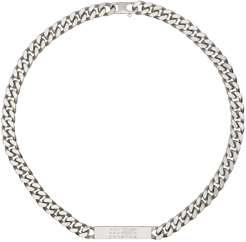 MM6 Maison Margiela Silver Embossed Numeric Necklace MM6 Maison Margiela