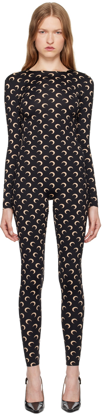Marine Serre Black Recycled Jersey Moon Catsuit Marine Serre