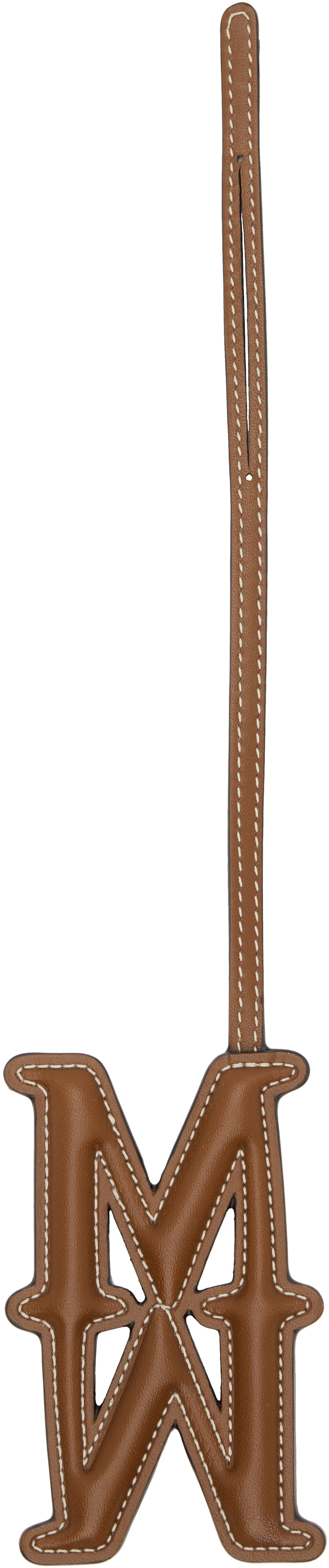 Max Mara Brown Leather Monogram Keychain Max Mara