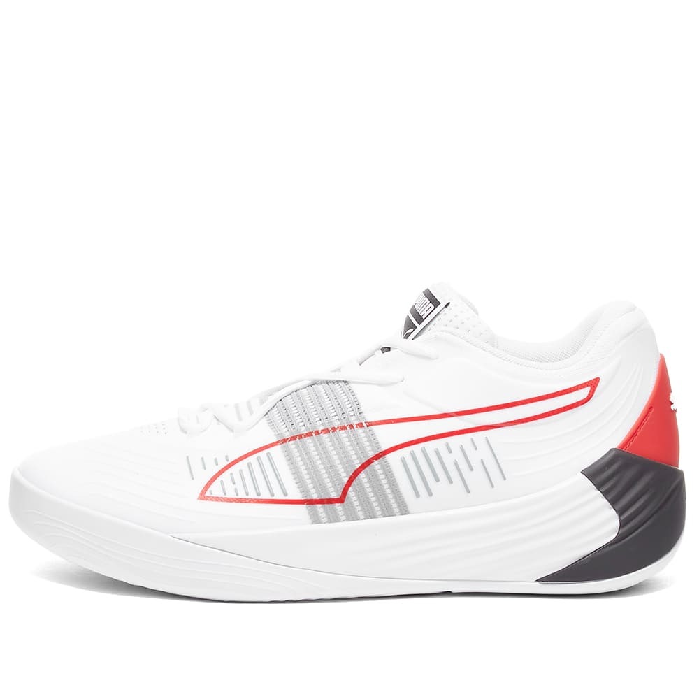 Puma Men's Hoops Fusion Nitro Sneakers in Puma White/High Risk Red Puma