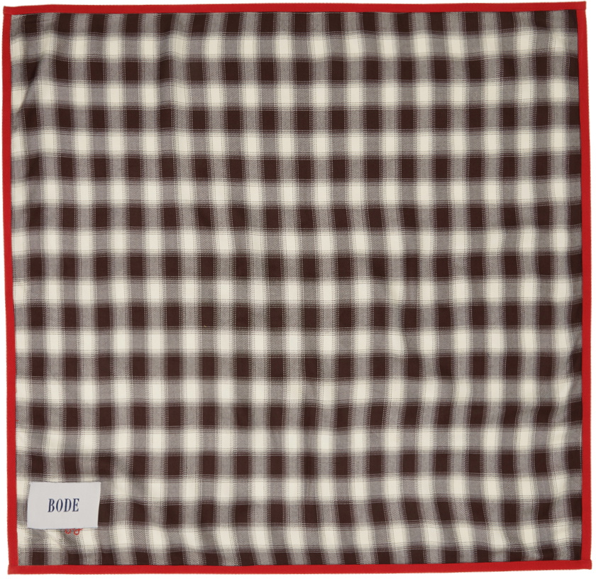 Bode Brown & White Shadow Plaid Bandana Bode