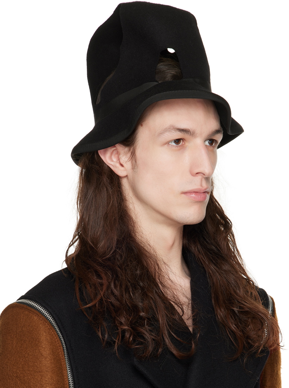 Comme des Garçons Homme Plus Black Cutout Structured Hat Comme des ...