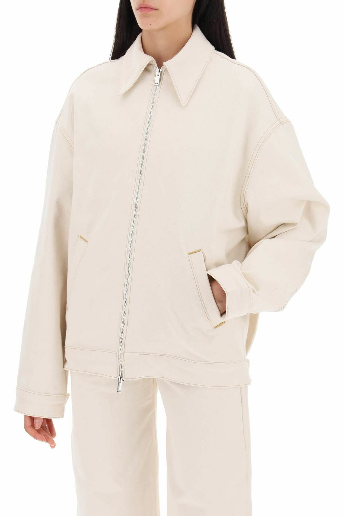 INTERIOR "ty jacket in bull denim Neutro Interior