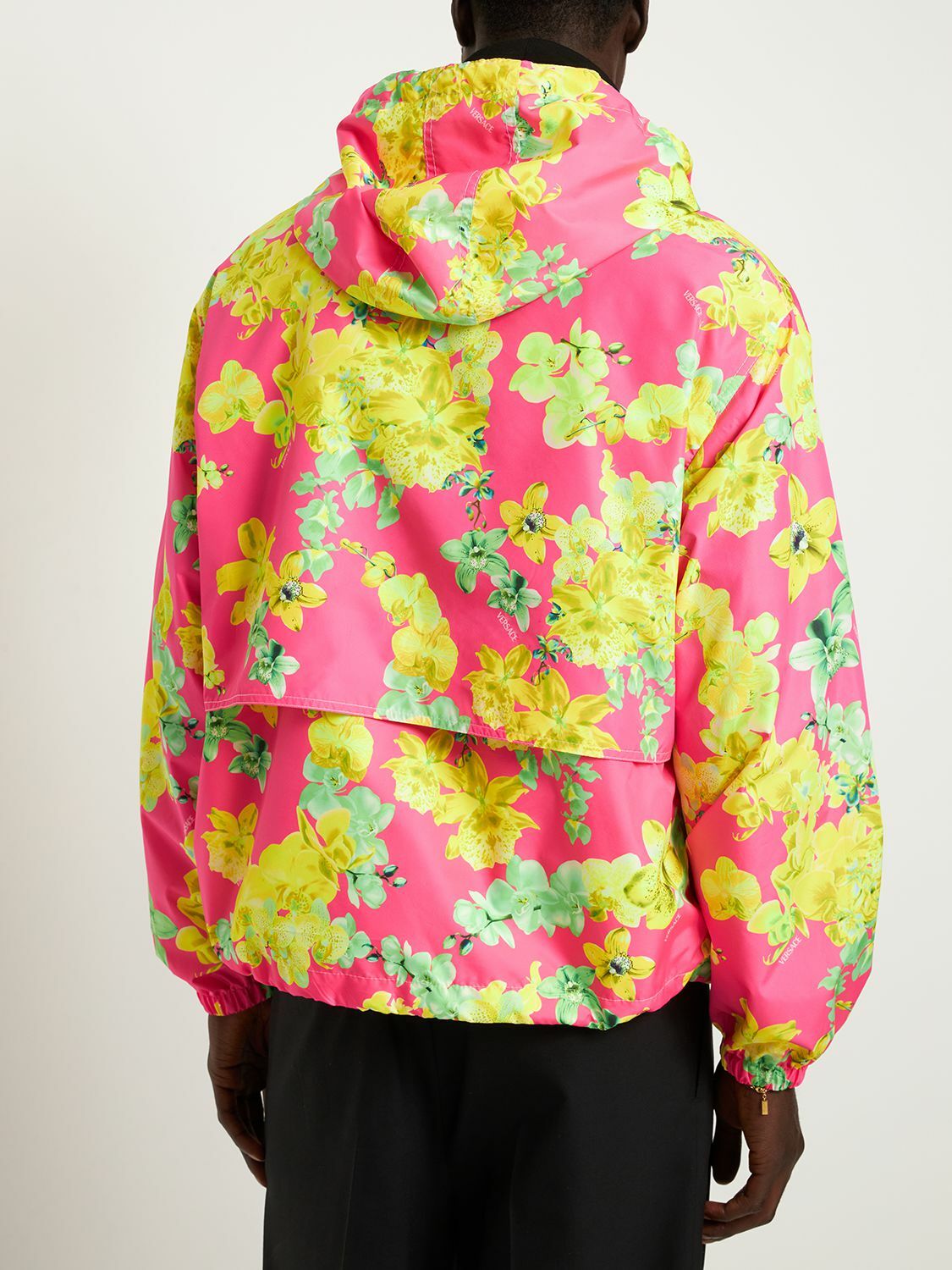 VERSACE - Orchid Print Tech Hooded Jacket Versace