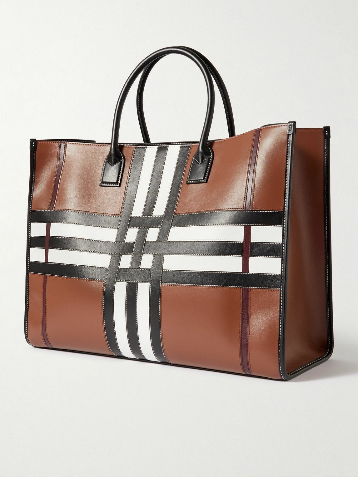 Burberry - Checked Leather Tote Bag Burberry