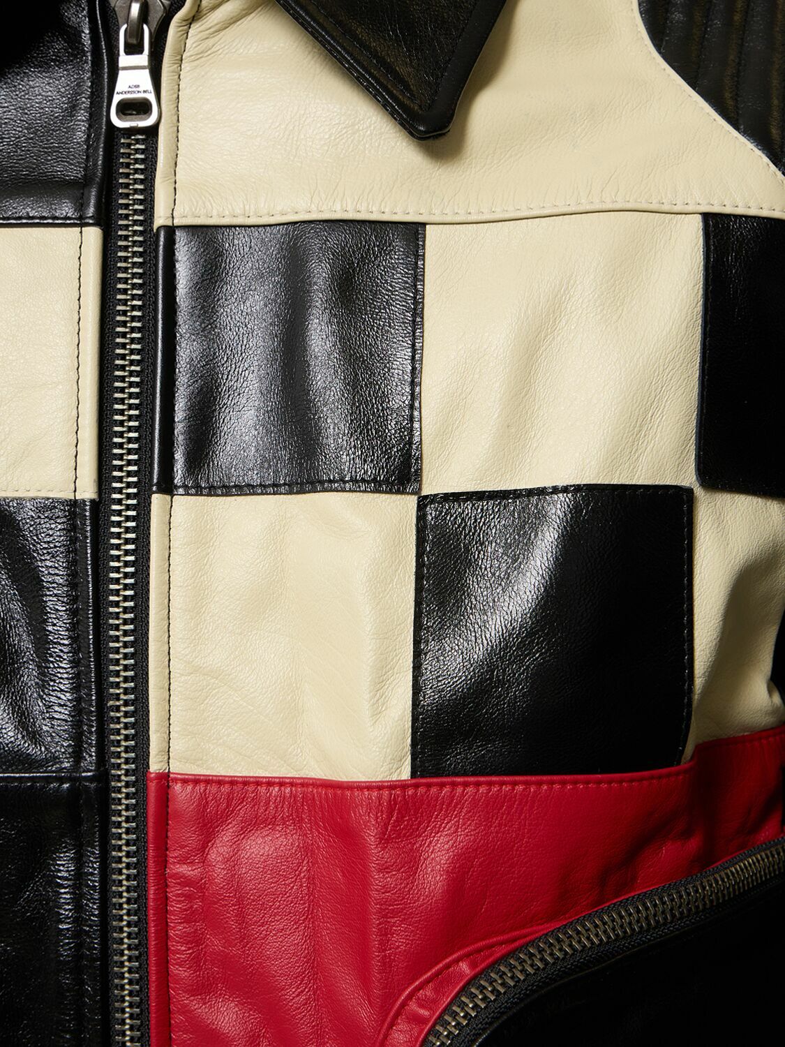 ANDERSSON BELL Checkerboard Leather Biker Jacket Andersson Bell