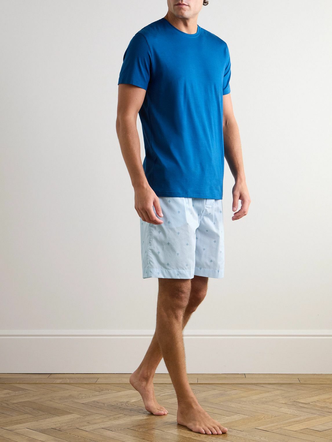 Derek Rose - Nelson 100 Printed Cotton-Batiste Pyjama Shorts - Blue ...