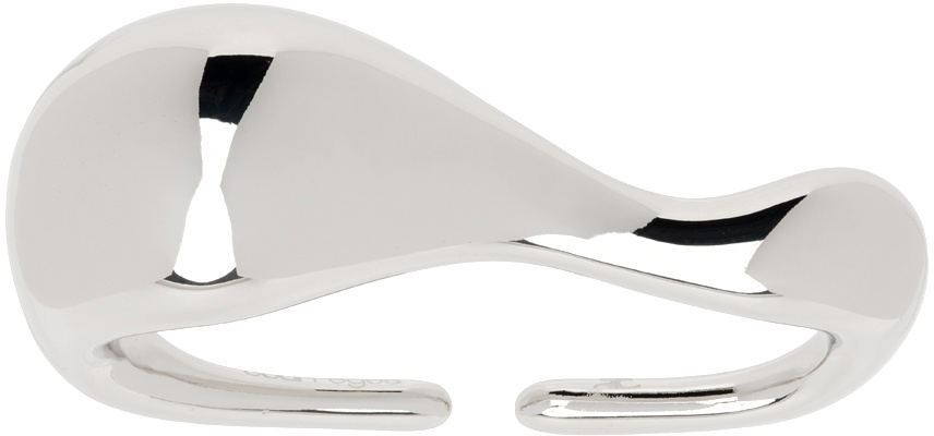 Courrèges Silver 3-Finger Drop Metal Ring Courreges