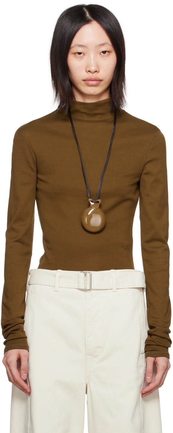 LEMAIRE Brown Rib Turtleneck Lemaire