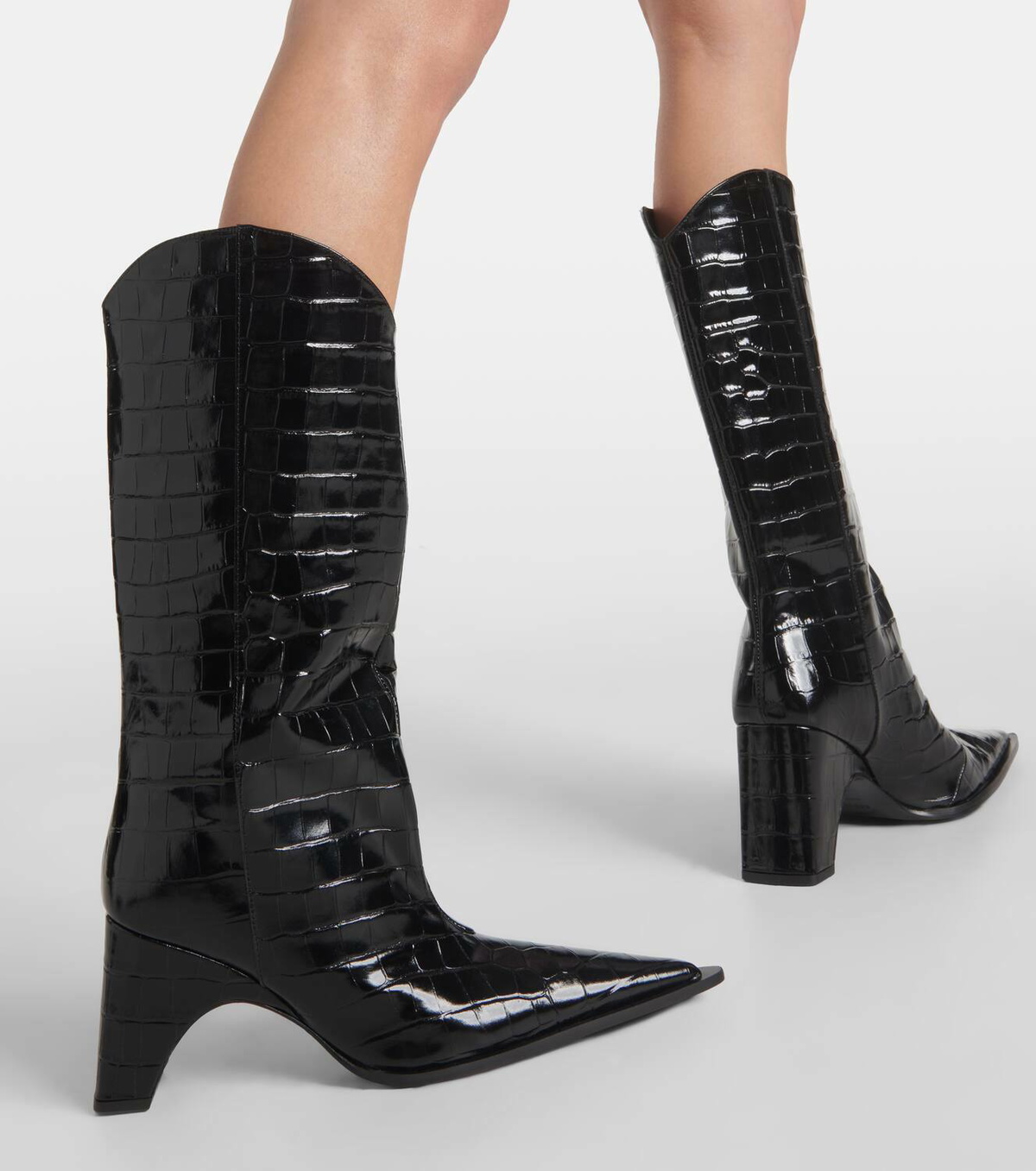 Coperni Bridge croc-effect leather knee-high boots Coperni