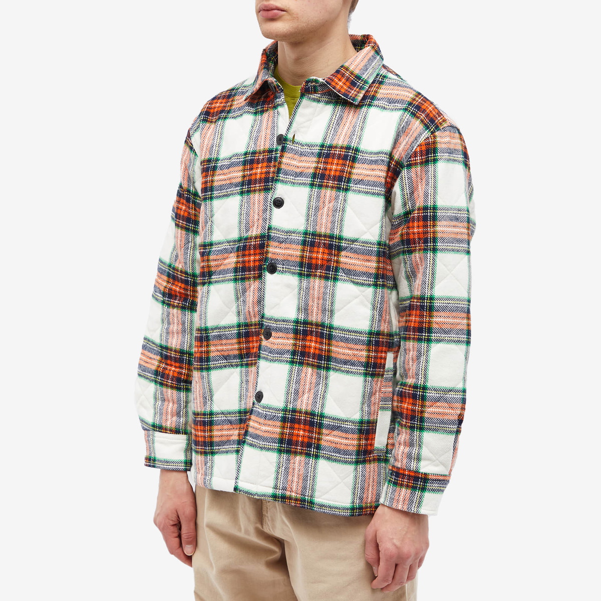 Edwin Men's Sven Lined Overshirt in White/Red Check Edwin