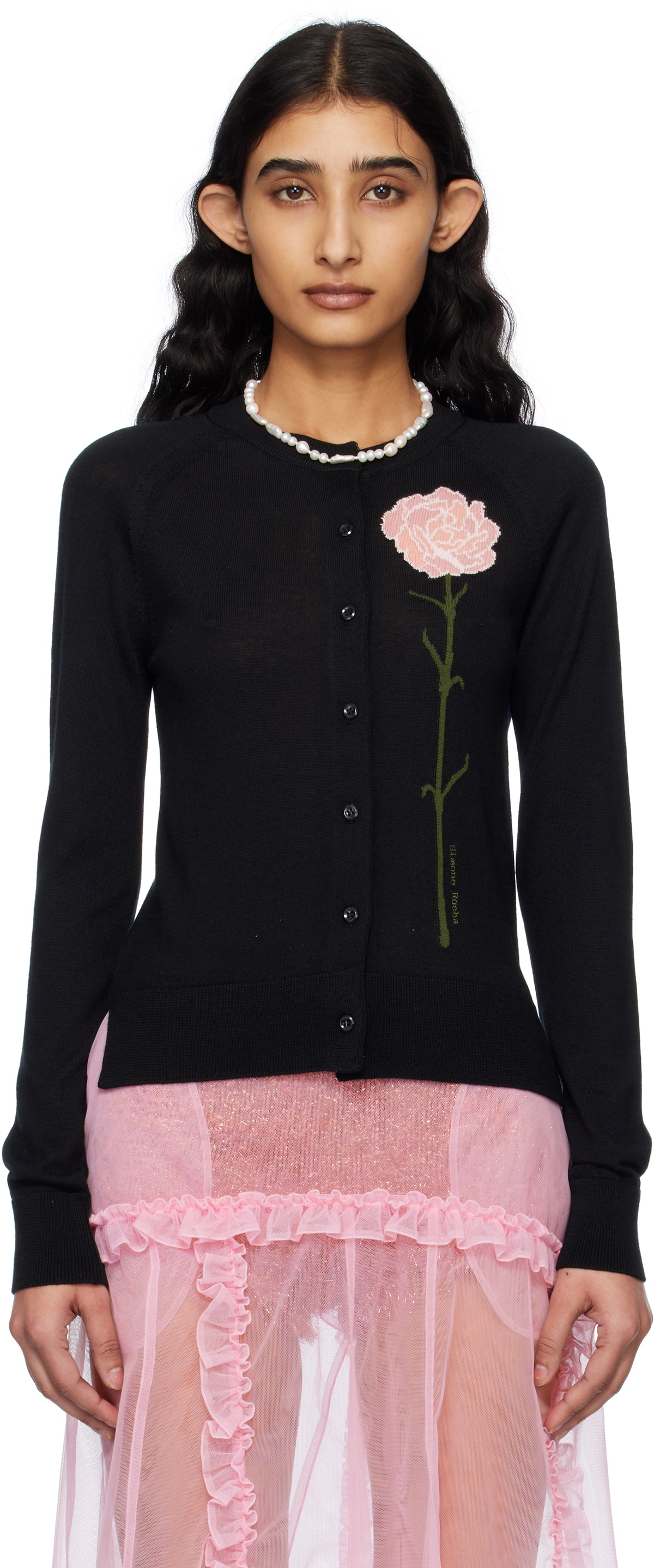 Simone Rocha Black Carnation Cardigan Simone Rocha
