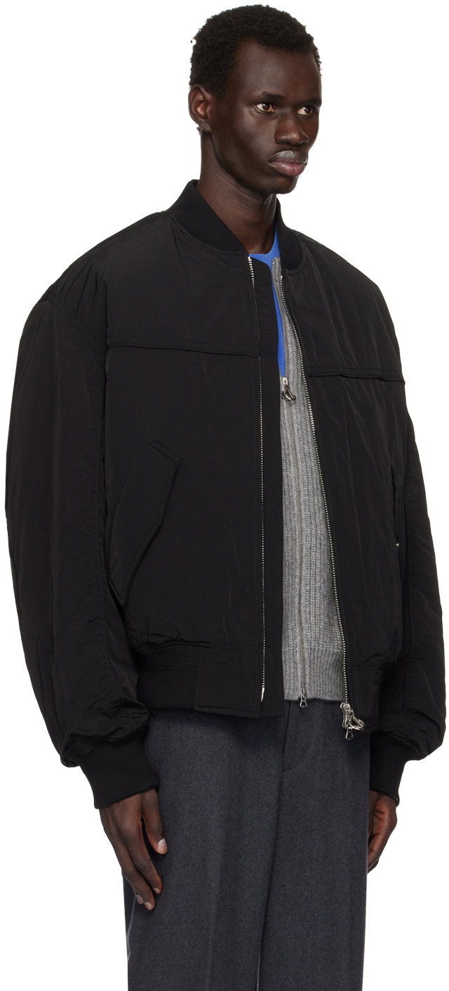 Solid Homme Black Biker Bomber Jacket Solid Homme