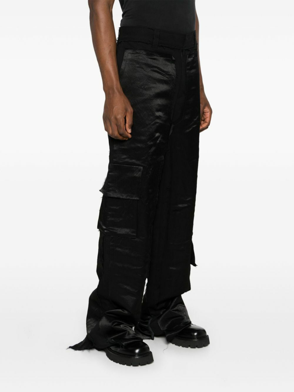 MLGA Black Layered Wide-Leg Trousers MLGA