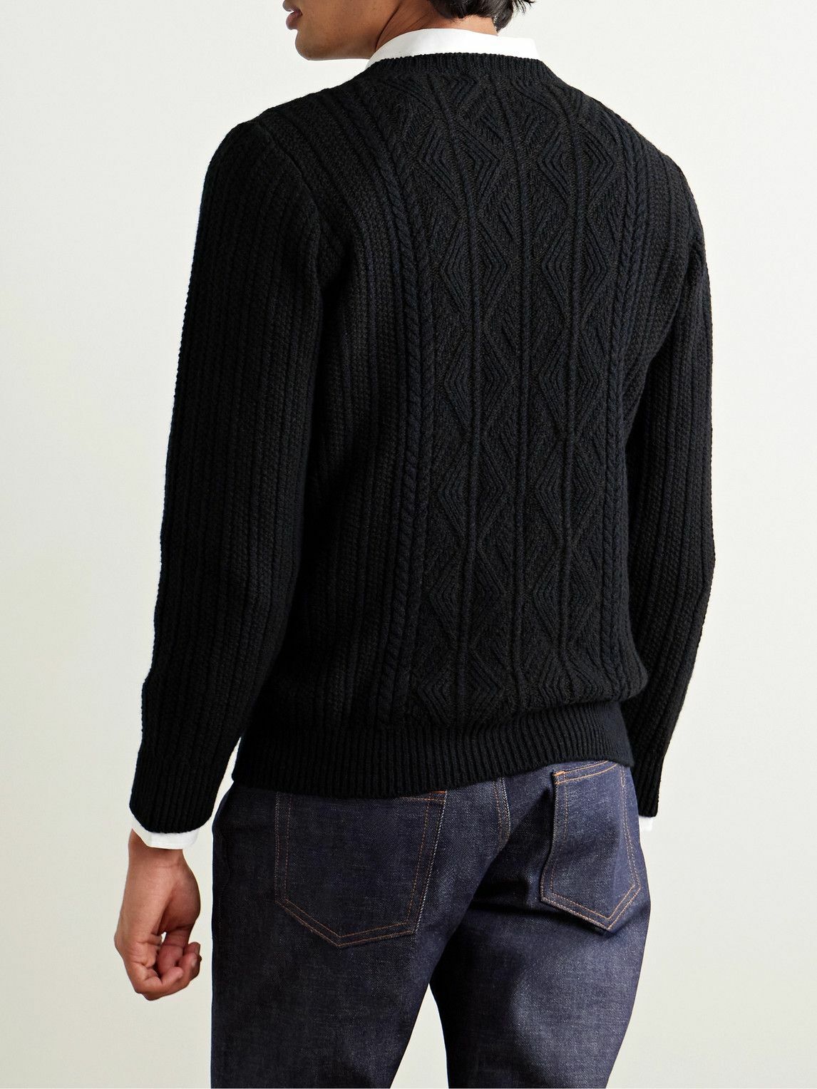 Inis Meáin - Aran-Knit Merino Wool and Cashmere-Blend Sweater - Blue ...
