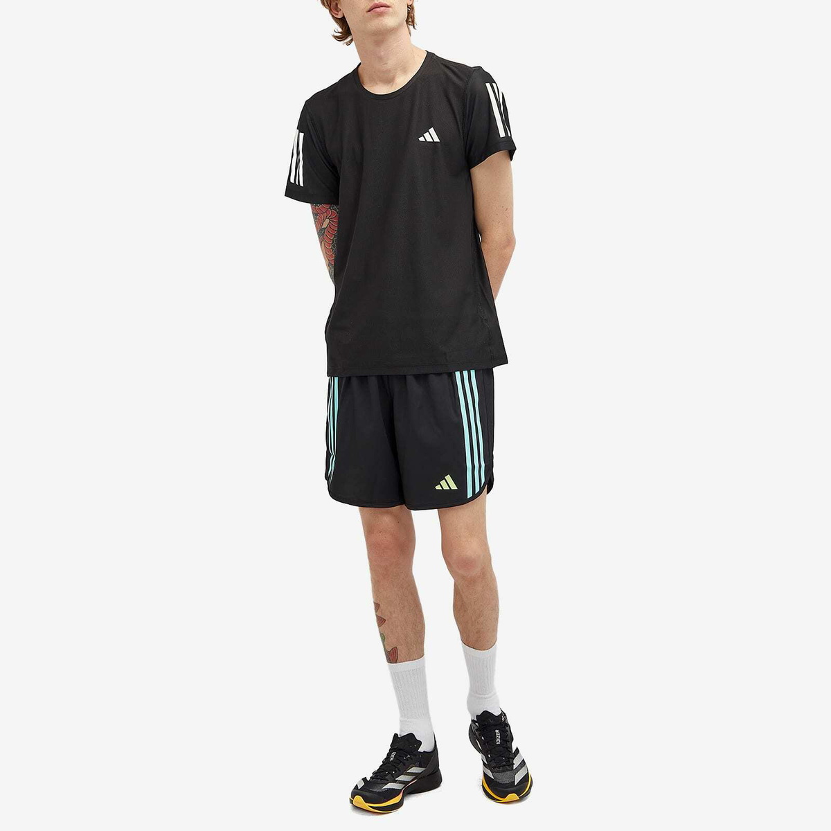 Adidas Men's OTR E 3 Stripe Short in Black/Flash Aqua adidas