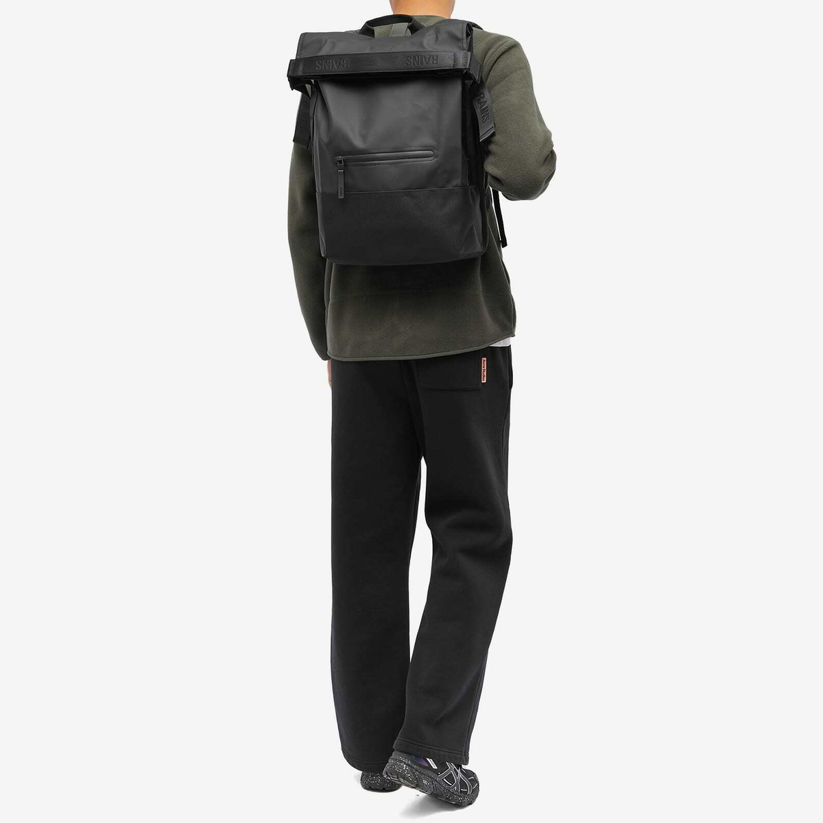 Rains Men's Trail Rolltop Backpack in Black Rains
