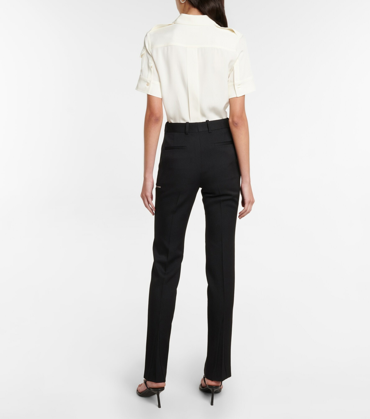 Victoria Beckham - Zipped high-rise slim wool pants Victoria Beckham