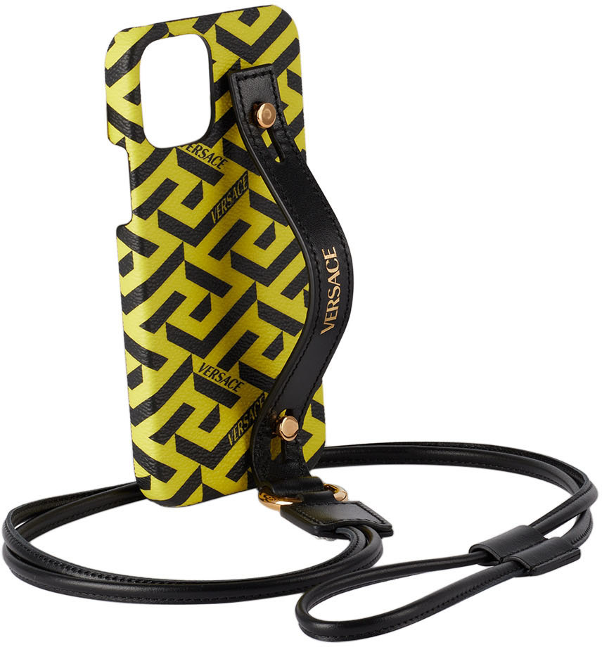 Versace Black & Yellow 'La Greca' iPhone 12 Case Versace
