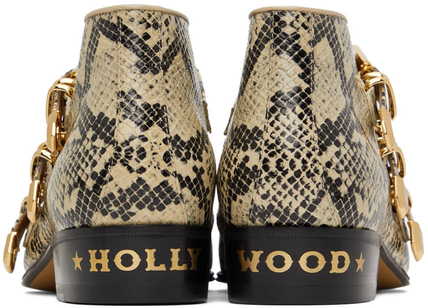 Gucci Beige Python Print Ankle Boots Gucci