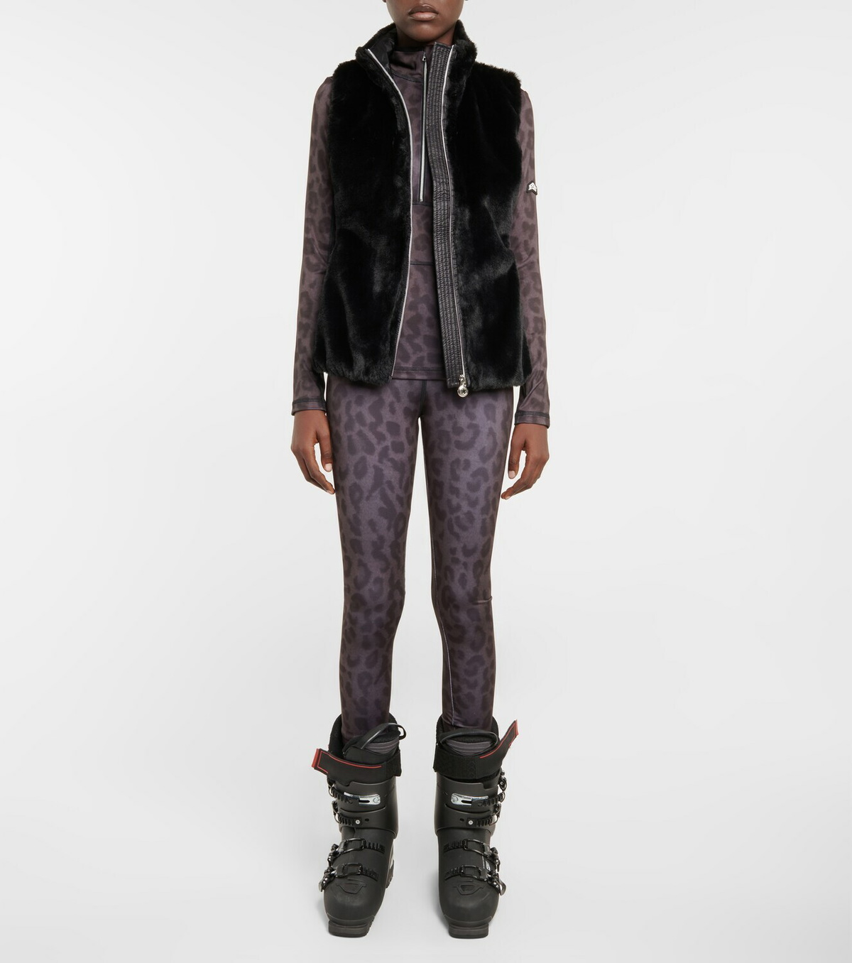 Jet Set Leopard-print mockneck ski top Jet Set