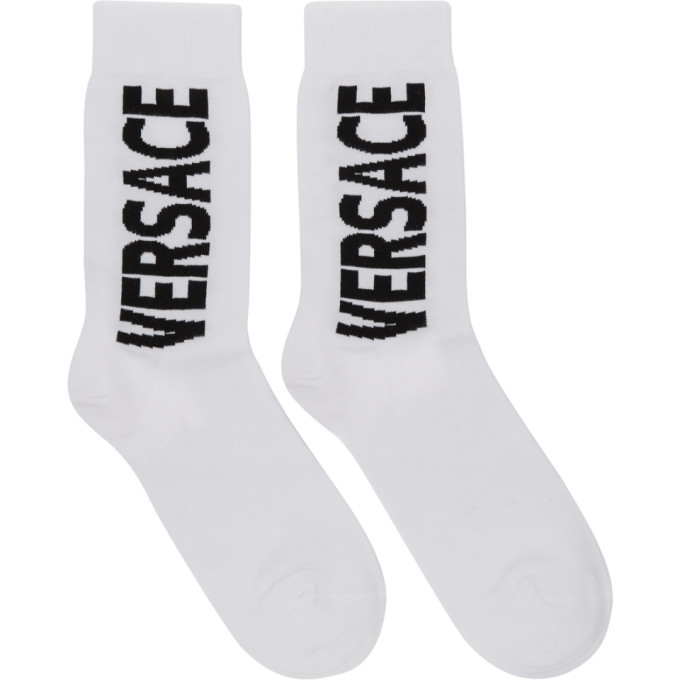 Versace White and Black Big Socks Versace
