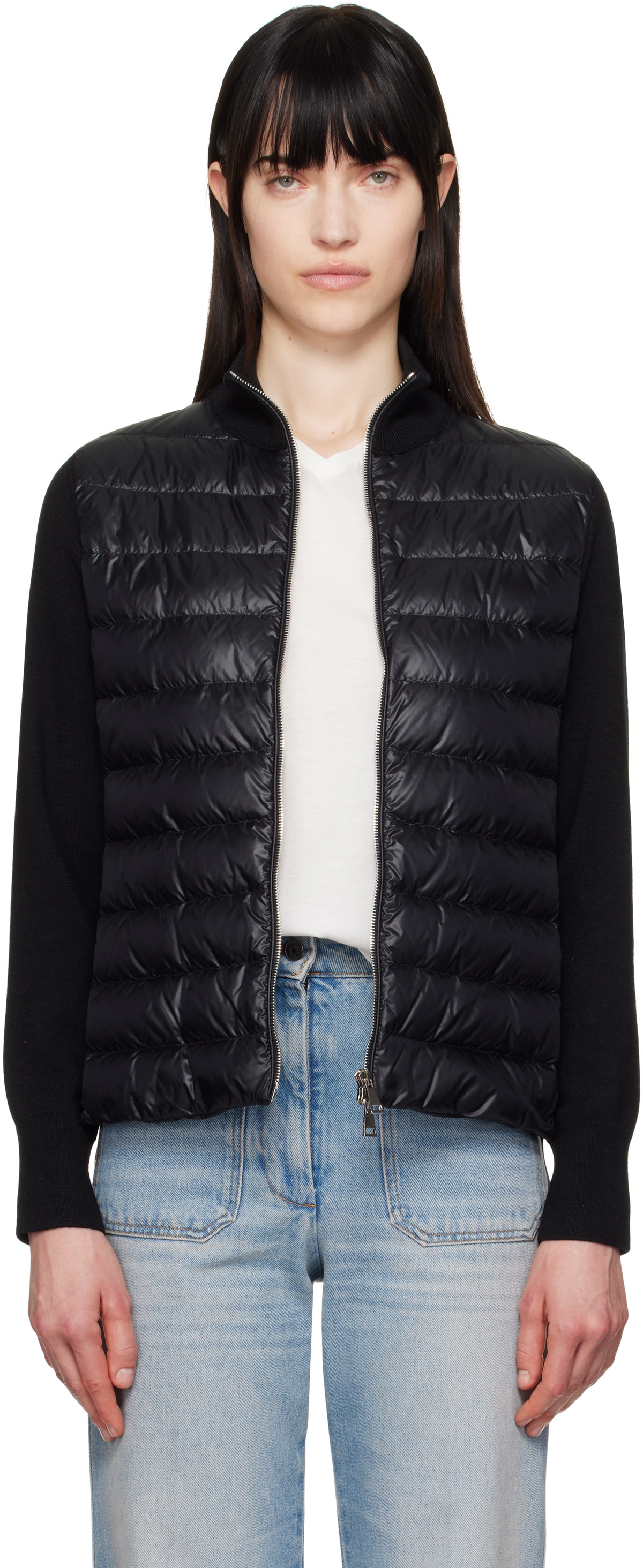 Moncler Black Padded Wool Zip-Up Down Jacket Moncler