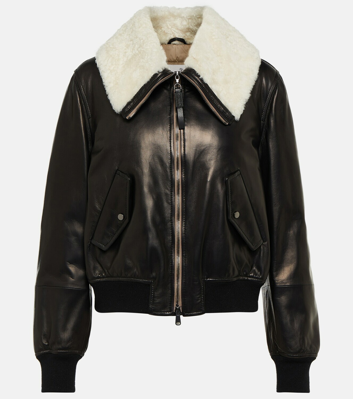 Brunello Cucinelli Shearling-lined leather jacket Brunello Cucinelli