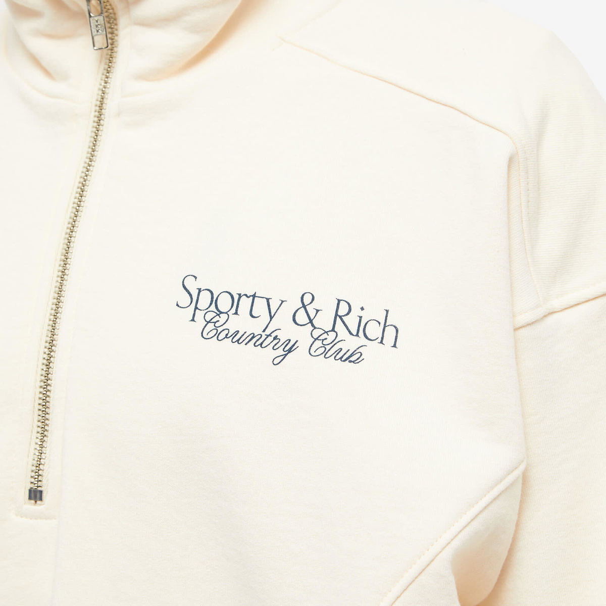 Sporty & Rich Men's SR Country Club Quarter Zip Sweat in Cream/Navy ...