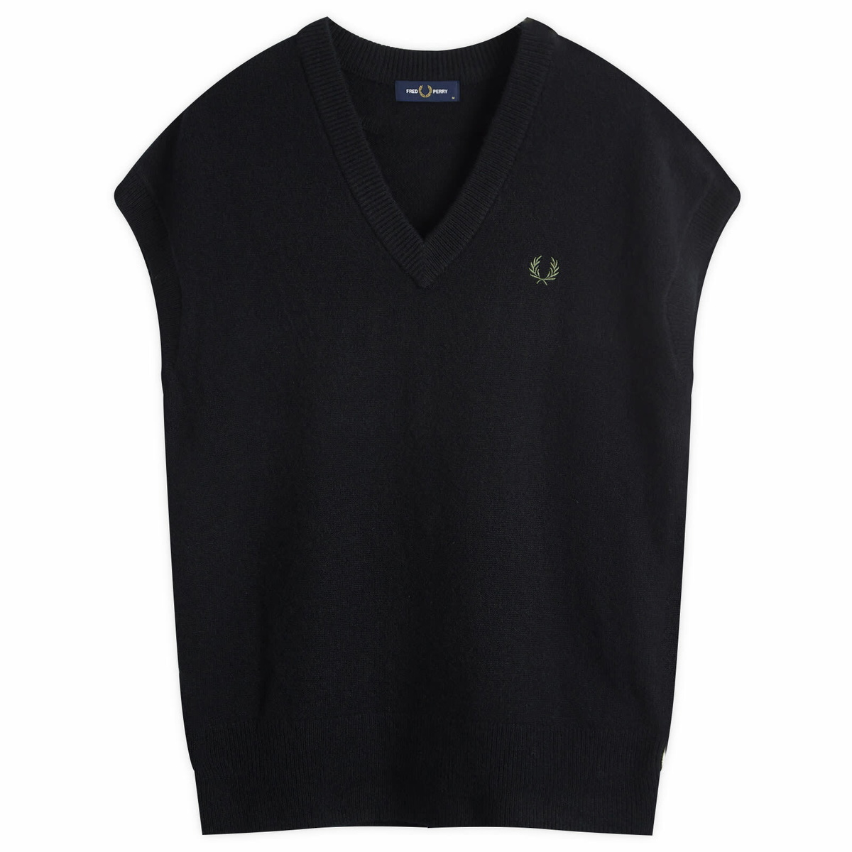 Fred Perry Men's Lambswool Knit Vest in Black Fred Perry